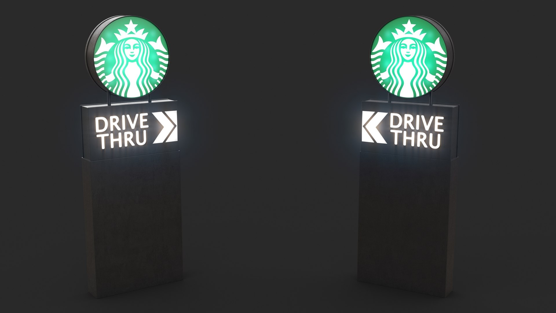 Round Starbucks Drive Thru Signage Light On 3D Model - TurboSquid 2276907