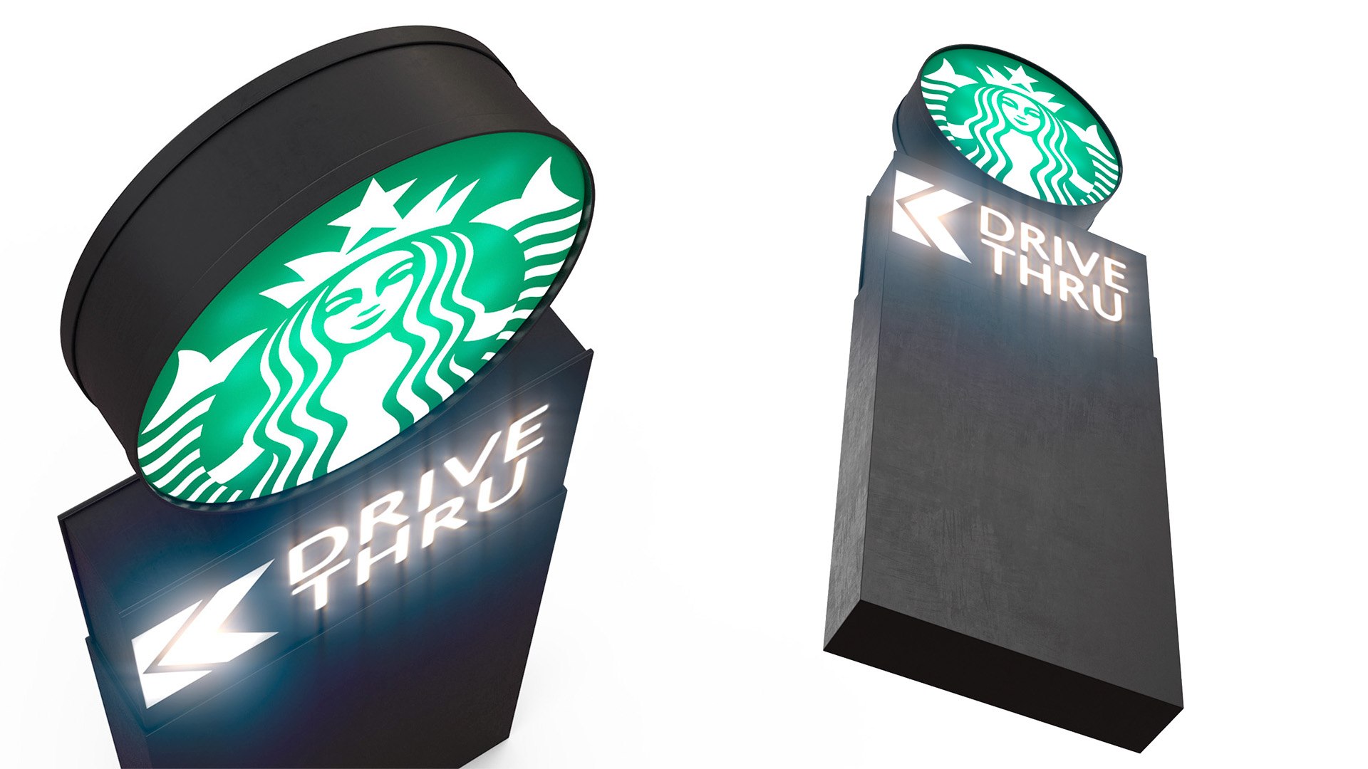 Round Starbucks Drive Thru Signage Light On 3D Model - TurboSquid 2276907