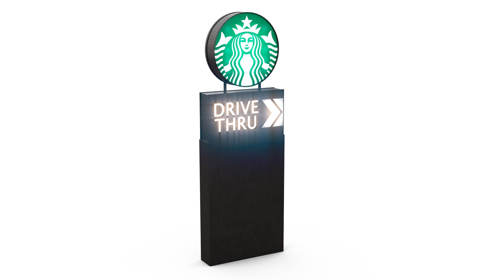 Round Starbucks Drive Thru Signage Light On 3D Model - TurboSquid 2276907