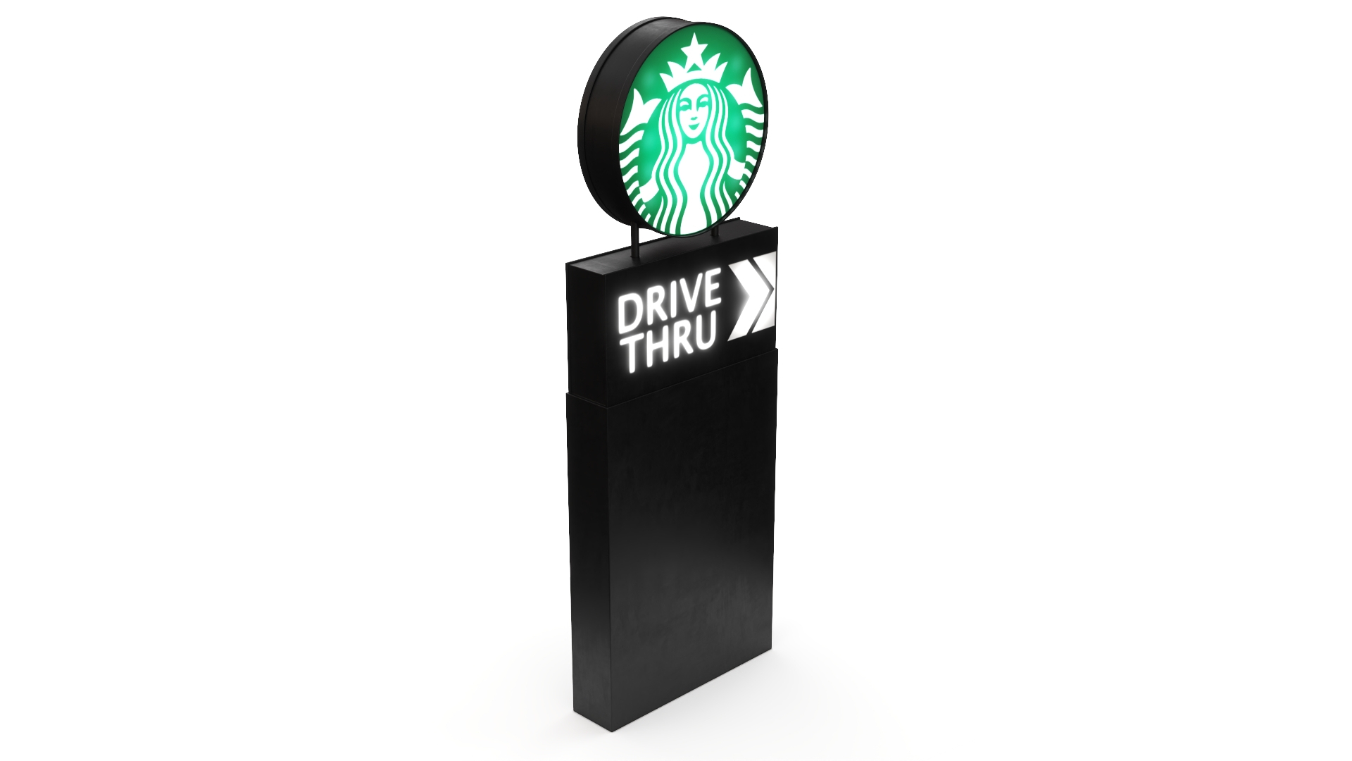 Round Starbucks Drive Thru Signage Light On 3D Model - TurboSquid 2276907