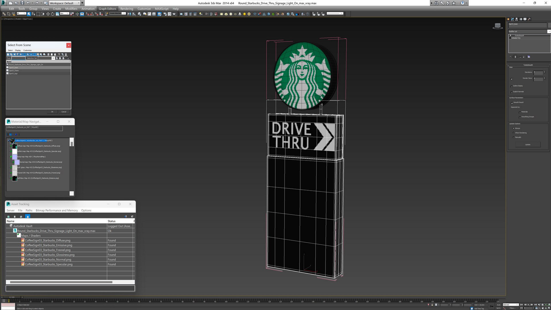 Round Starbucks Drive Thru Signage Light On 3D Model - TurboSquid 2276907