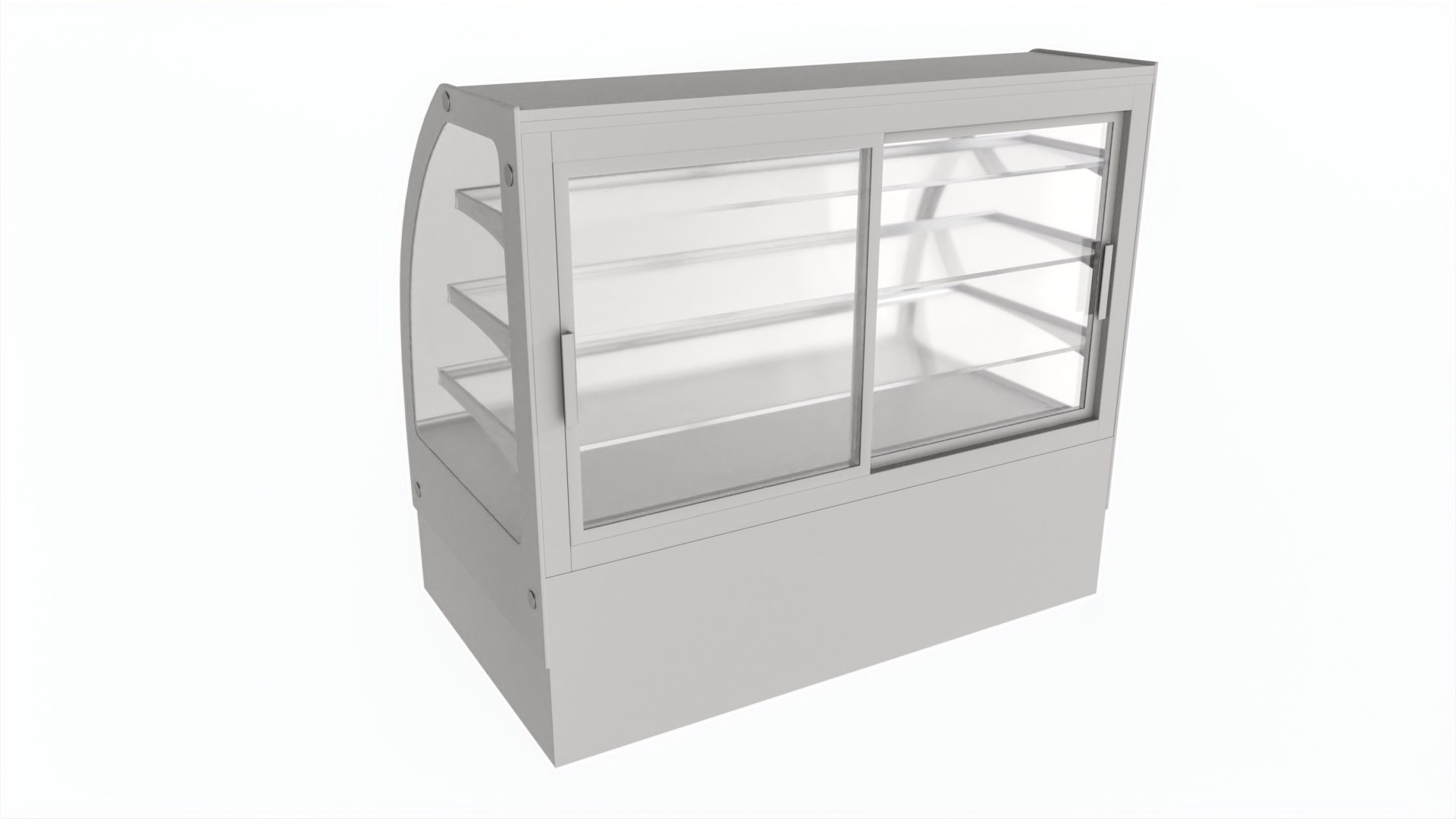 3D Store Cake Display Shelf With Curved Glass And Cooling Model ...