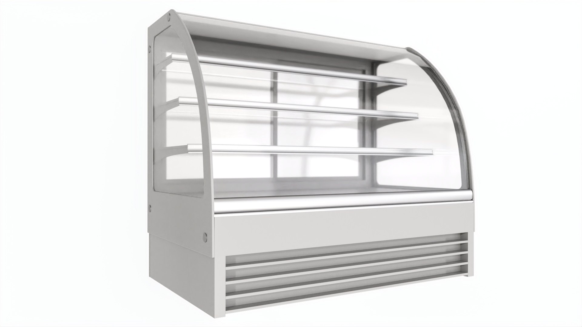 3D Store Cake Display Shelf With Curved Glass And Cooling Model ...