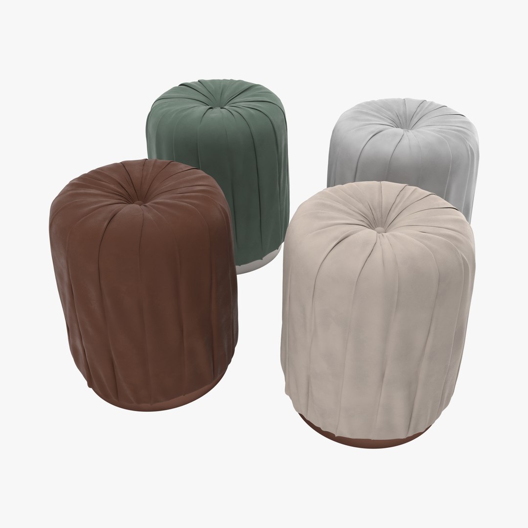 3D Ottoman Praddy Sahara Round Fabric Pouf Model - TurboSquid 2233089