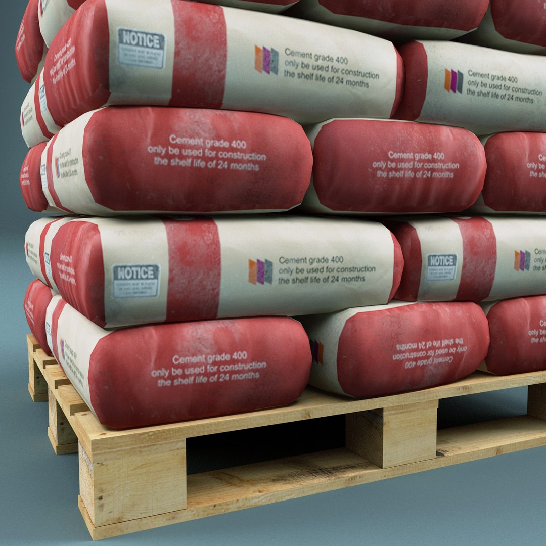 3d Pallet Cement Bags Model