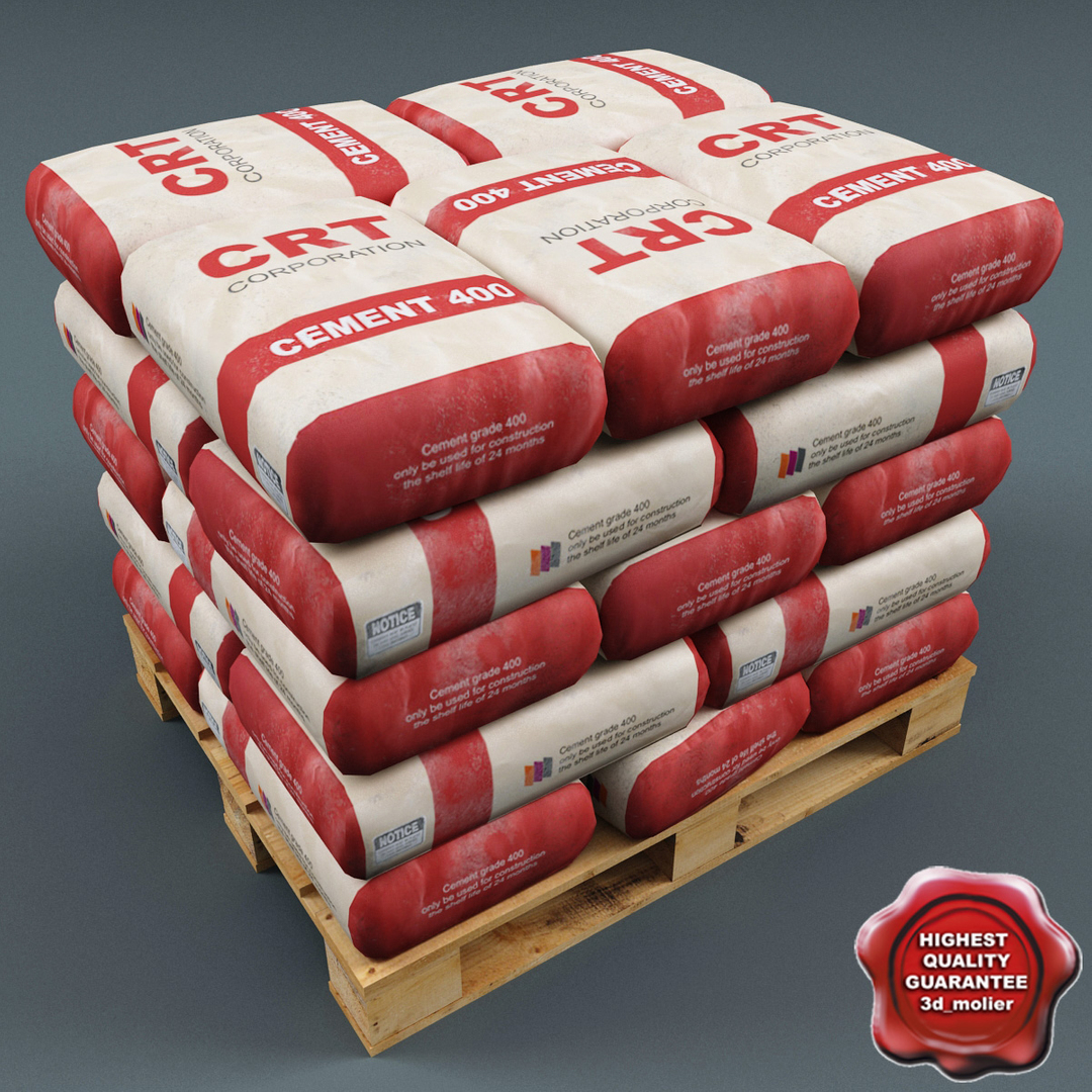 3d pallet cement bags model