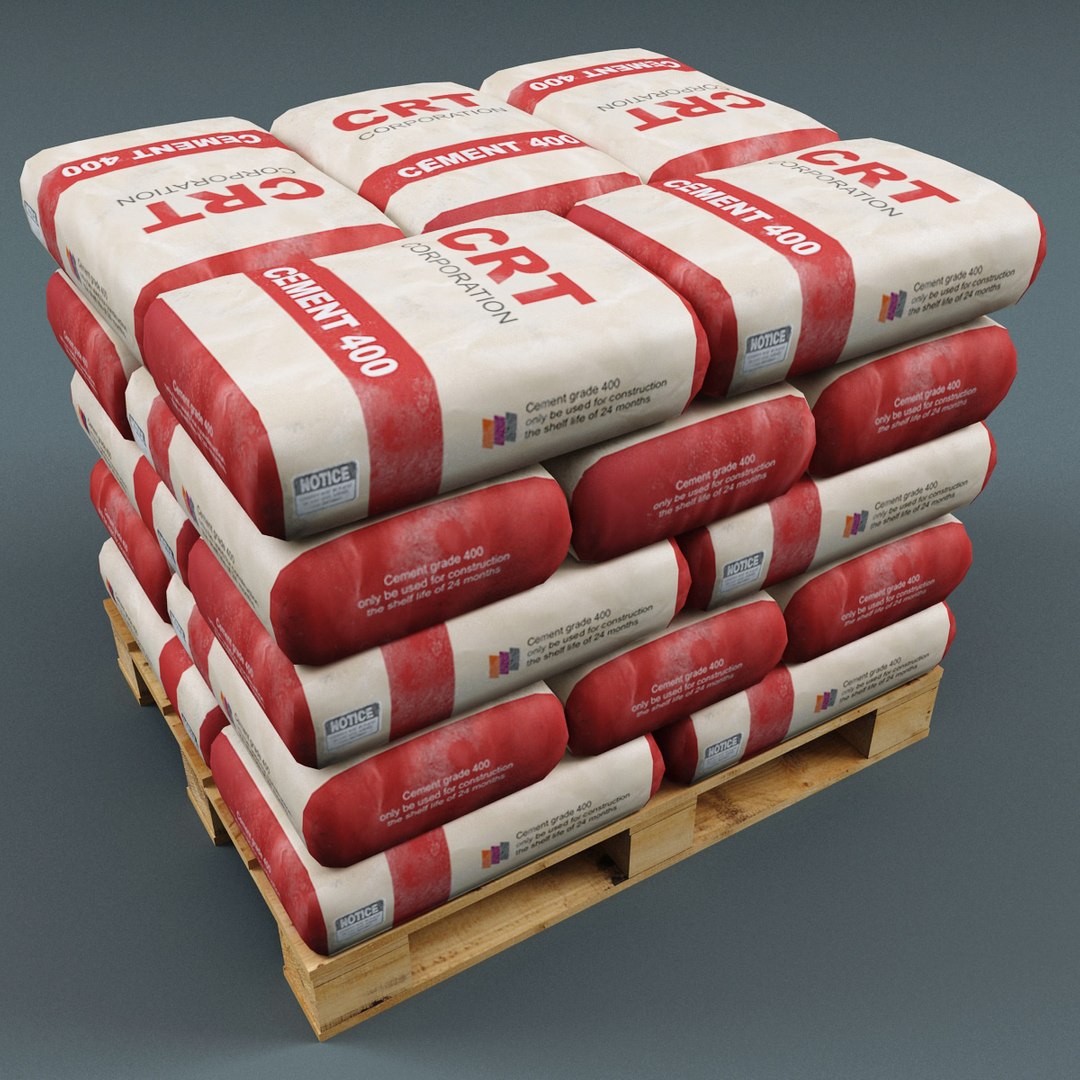 3d Pallet Cement Bags Model