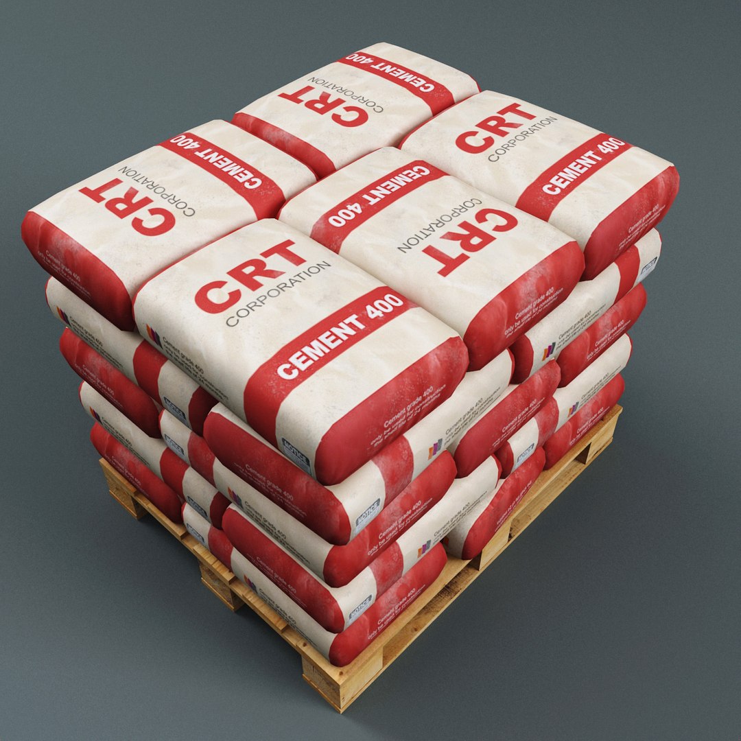 3d Pallet Cement Bags Model