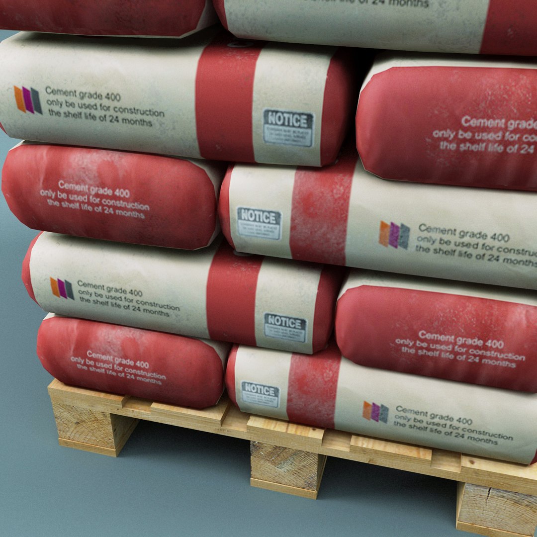 3d Pallet Cement Bags Model