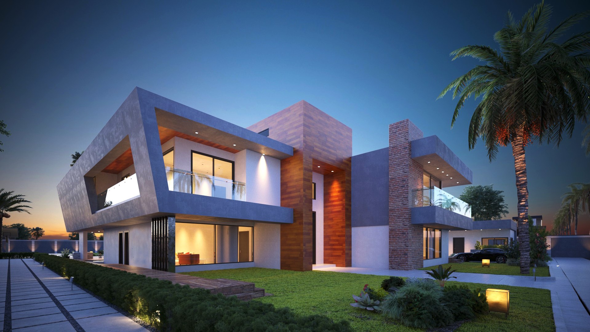 Modern Villa 3D Scene Environment With Forest Surrounded Model ...