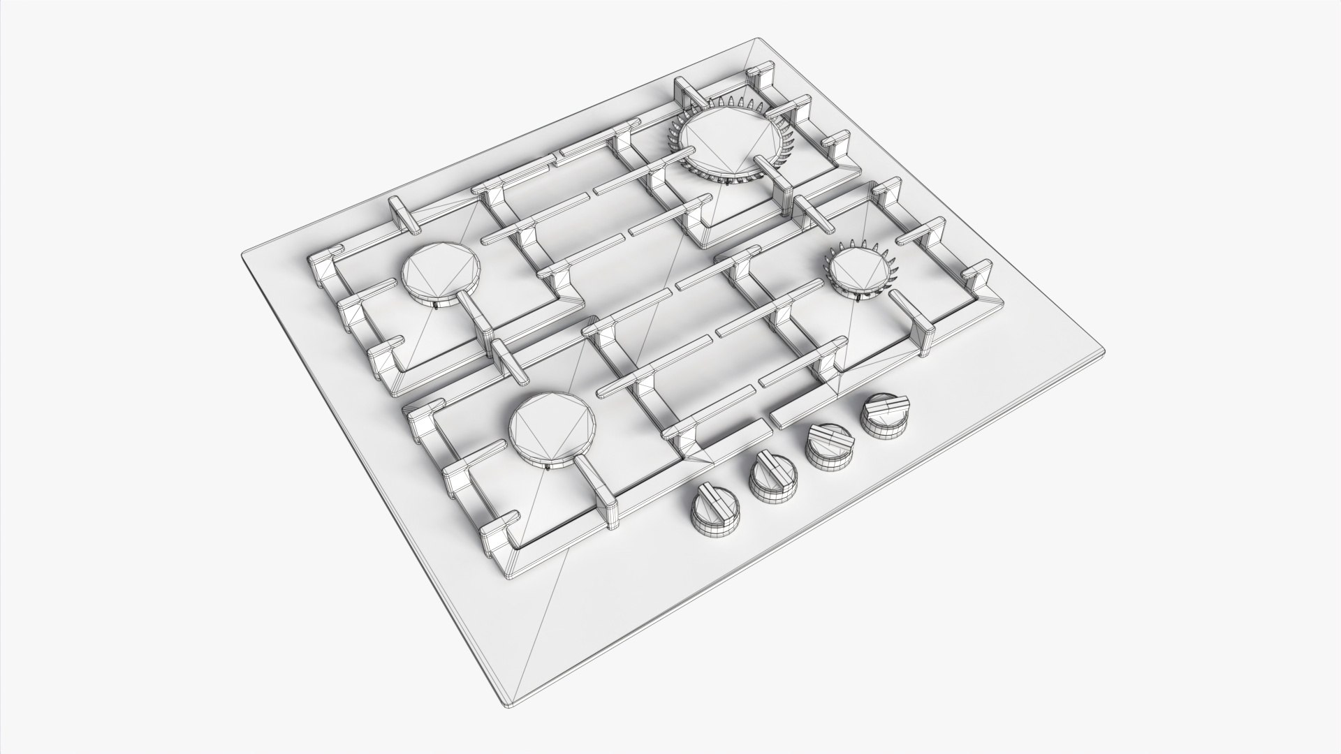 Gas Hob 4 Burners Glass Black 02 3D Model - TurboSquid 2027541