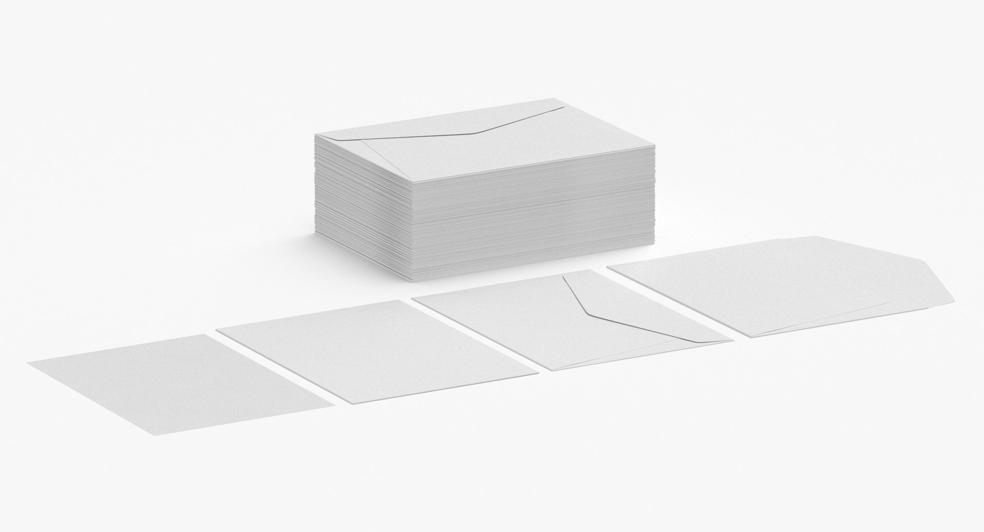 3D model Small Square Envelopes Type 02 Flap Blank and Generic ...