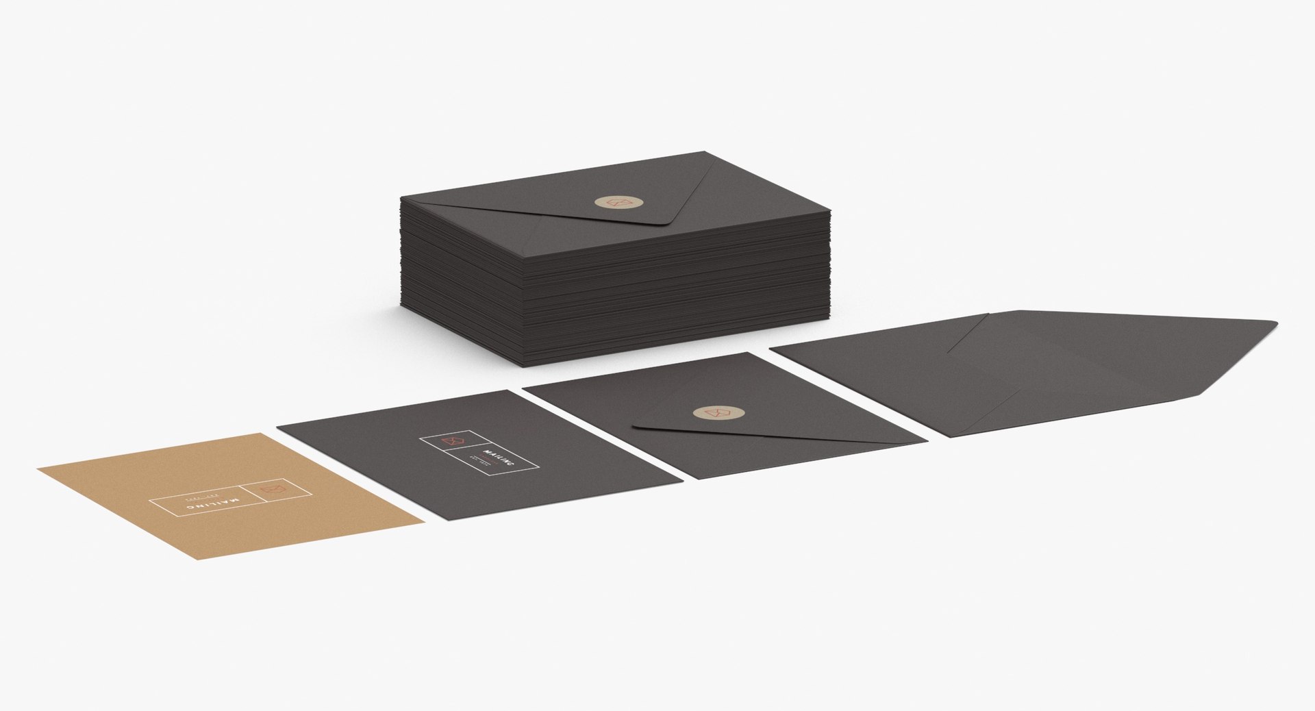 3D model Small Square Envelopes Type 02 Flap Blank and Generic ...