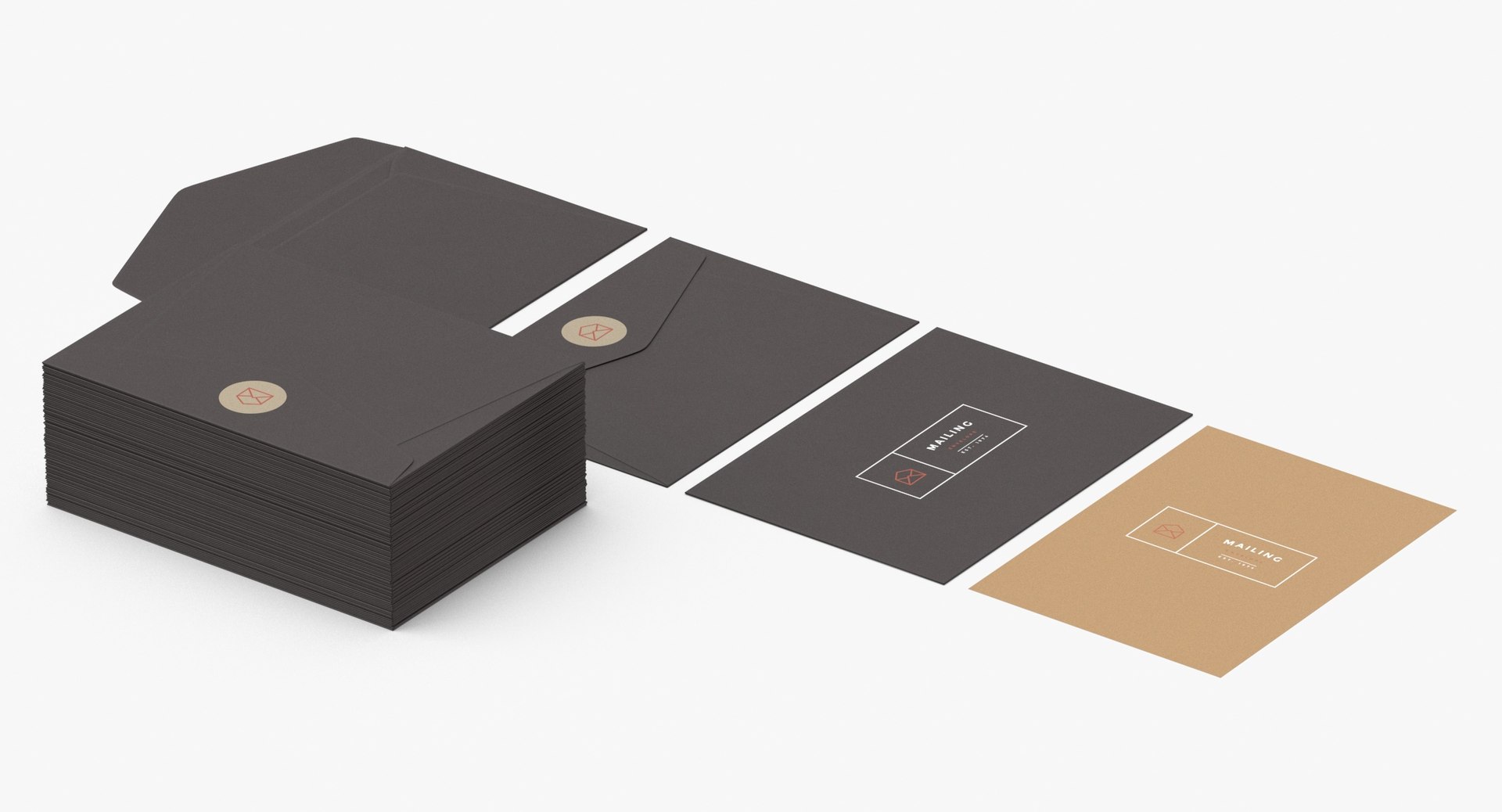 3D model Small Square Envelopes Type 02 Flap Blank and Generic ...