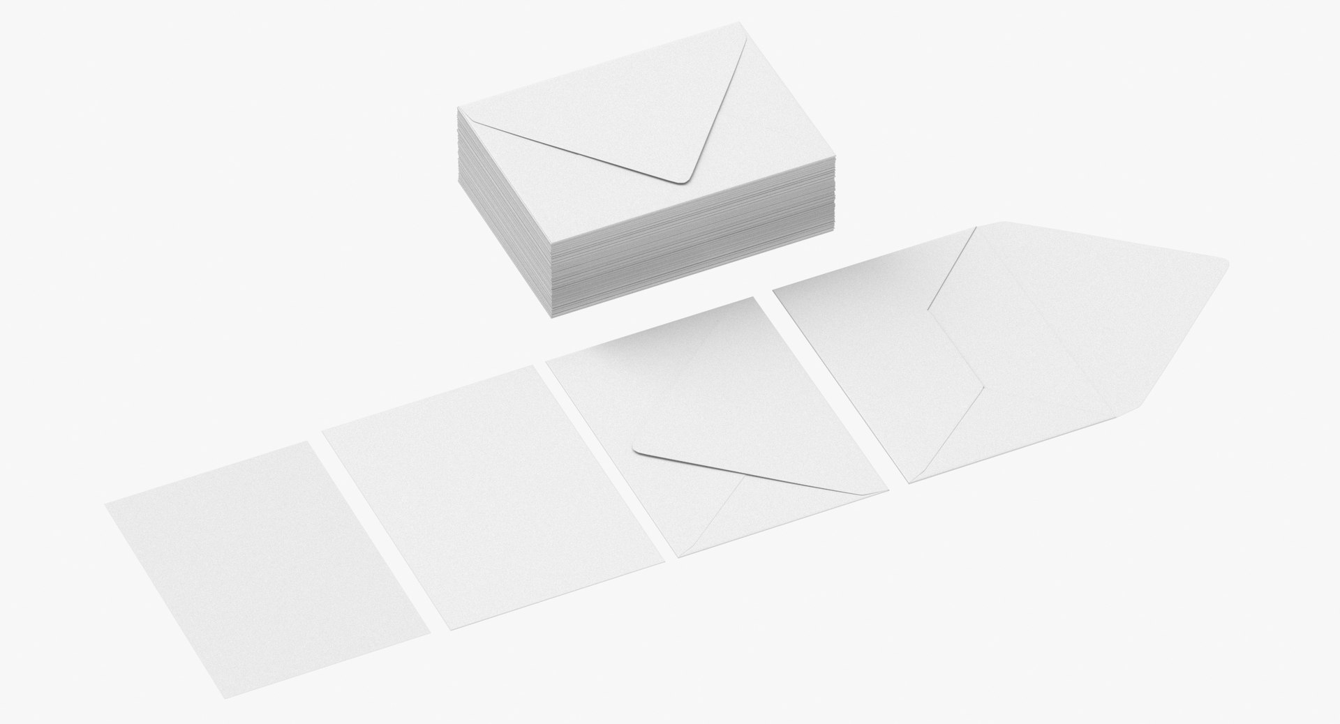 3D model Small Square Envelopes Type 02 Flap Blank and Generic ...