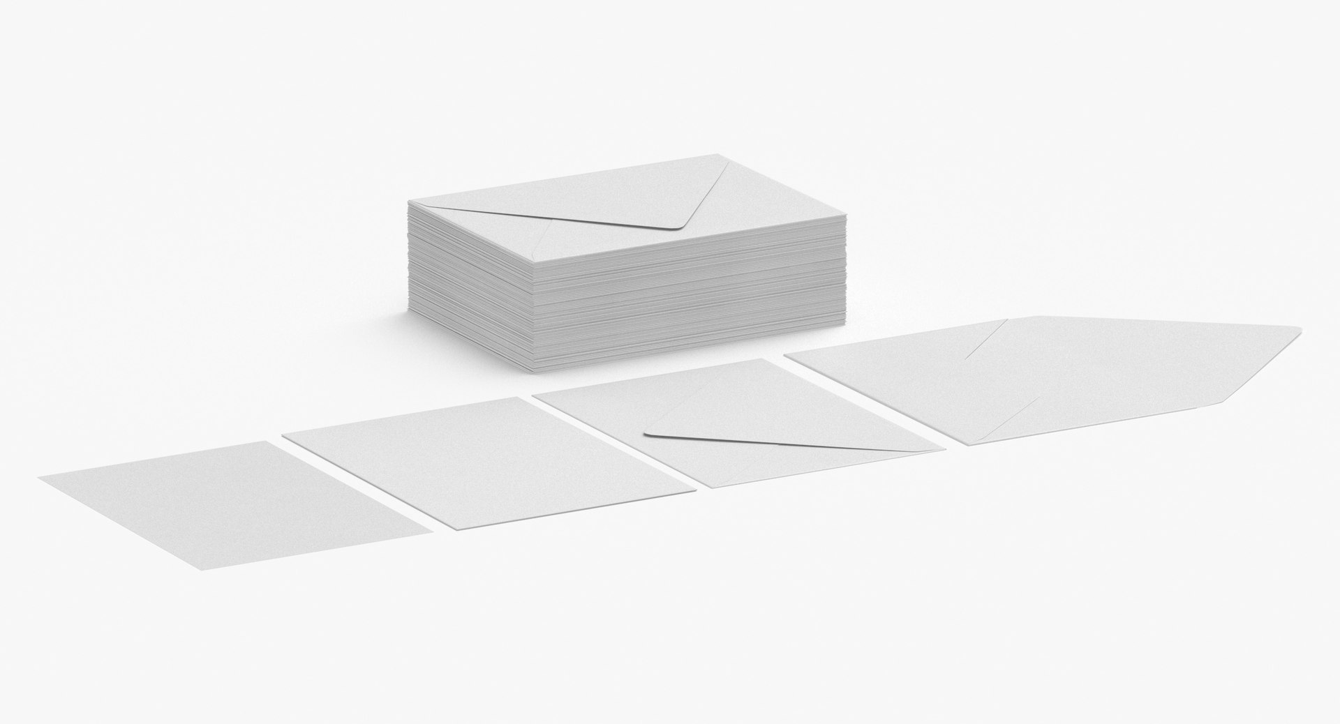 3D model Small Square Envelopes Type 02 Flap Blank and Generic ...