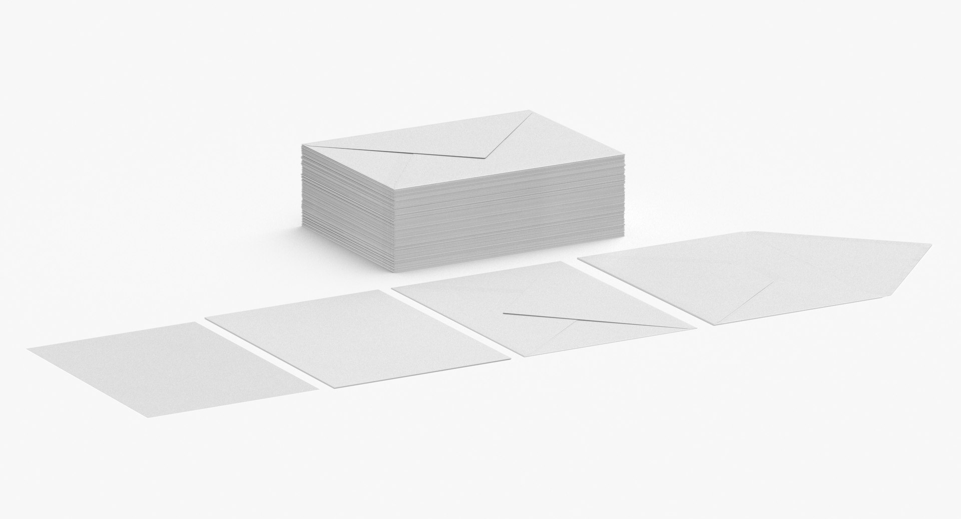 3D model Small Square Envelopes Type 02 Flap Blank and Generic ...