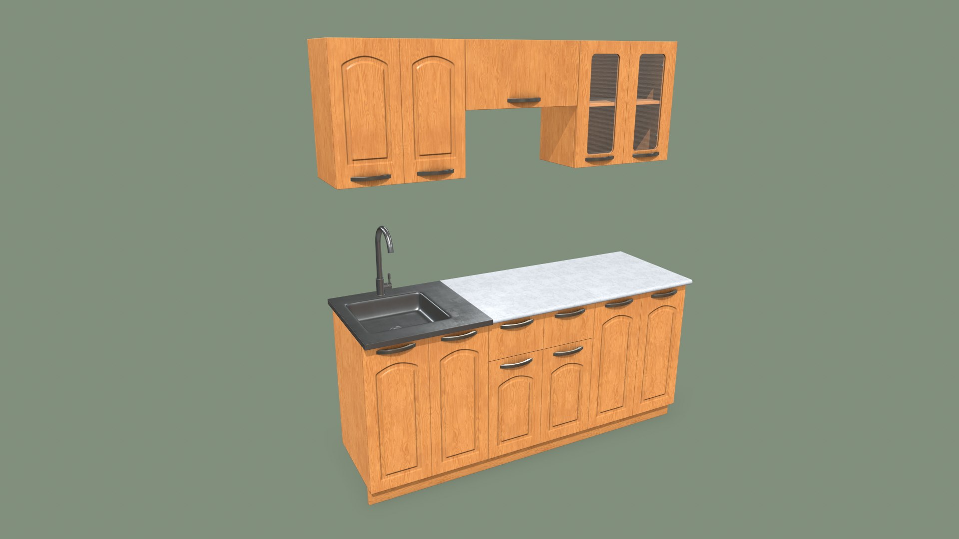 3D Model Low-poly Kitchen Set - TurboSquid 1702484