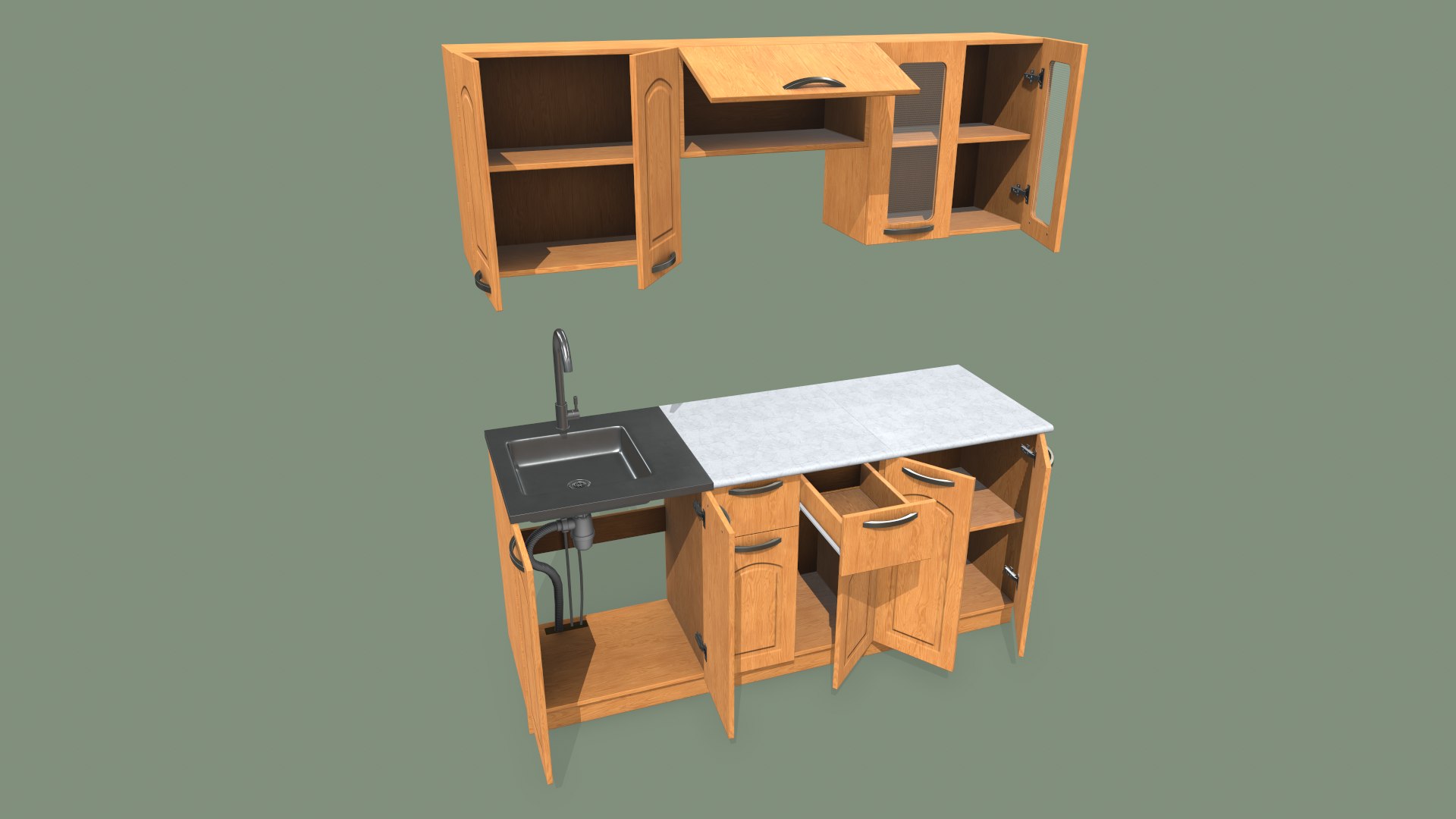 3D Model Low-poly Kitchen Set - TurboSquid 1702484