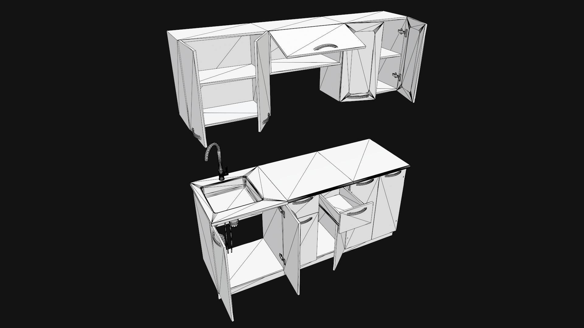 3D Model Low-poly Kitchen Set - TurboSquid 1702484