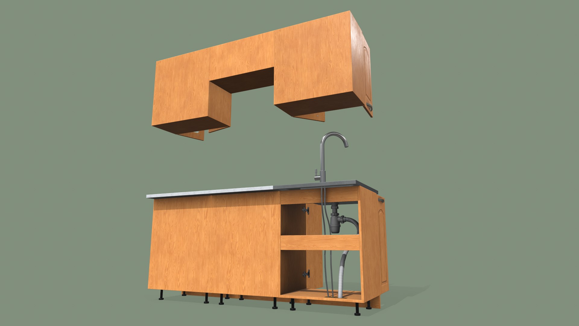 3D Model Low-poly Kitchen Set - TurboSquid 1702484