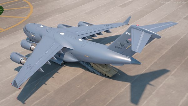 modelo 3d Avión de transporte táctico C 17 Globemaster III con tanque M1A2 Abrams - TurboSquid ...