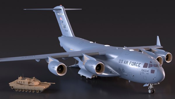 modelo 3d Avión de transporte táctico C 17 Globemaster III con tanque M1A2 Abrams - TurboSquid ...