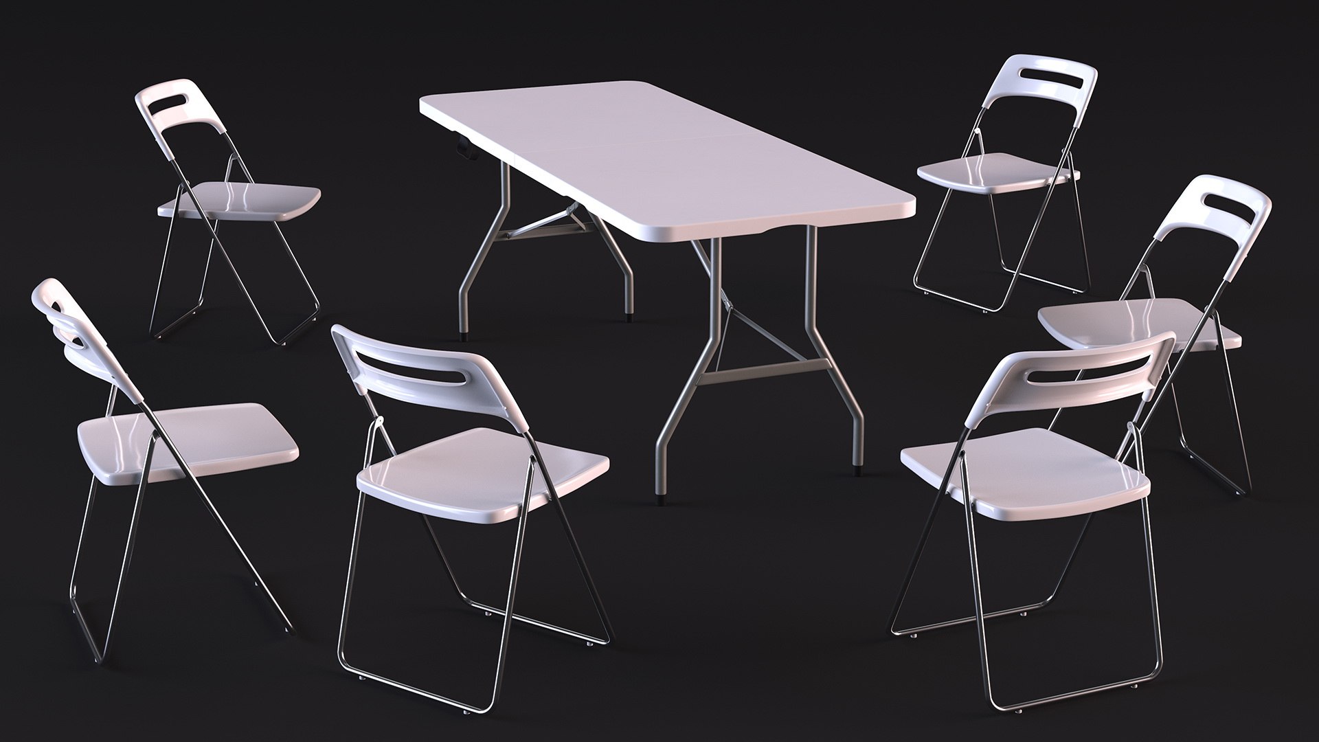 3D model White Plastic Folding Furniture Set - TurboSquid 2105626