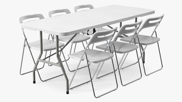 White Plastic Folding Furniture Set 3D 모델 - TurboSquid 2105626