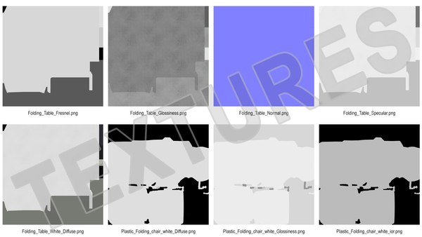 White Plastic Folding Furniture Set 3D 모델 - TurboSquid 2105626