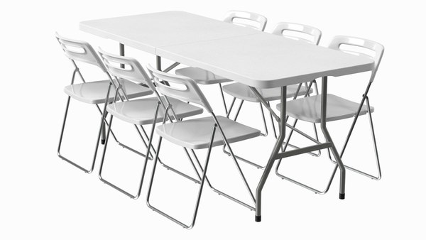 modelo 3d Conjunto de muebles plegables de plástico blanco - TurboSquid ...