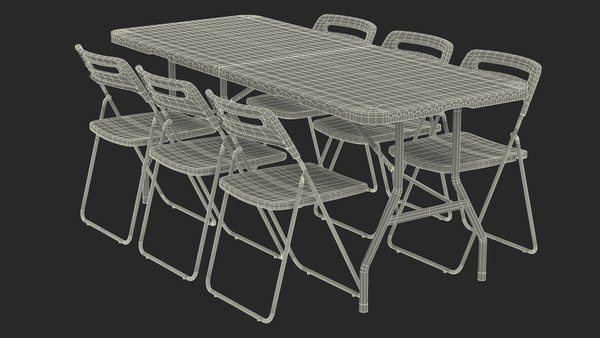 modelo 3d Conjunto de muebles plegables de plástico blanco - TurboSquid ...