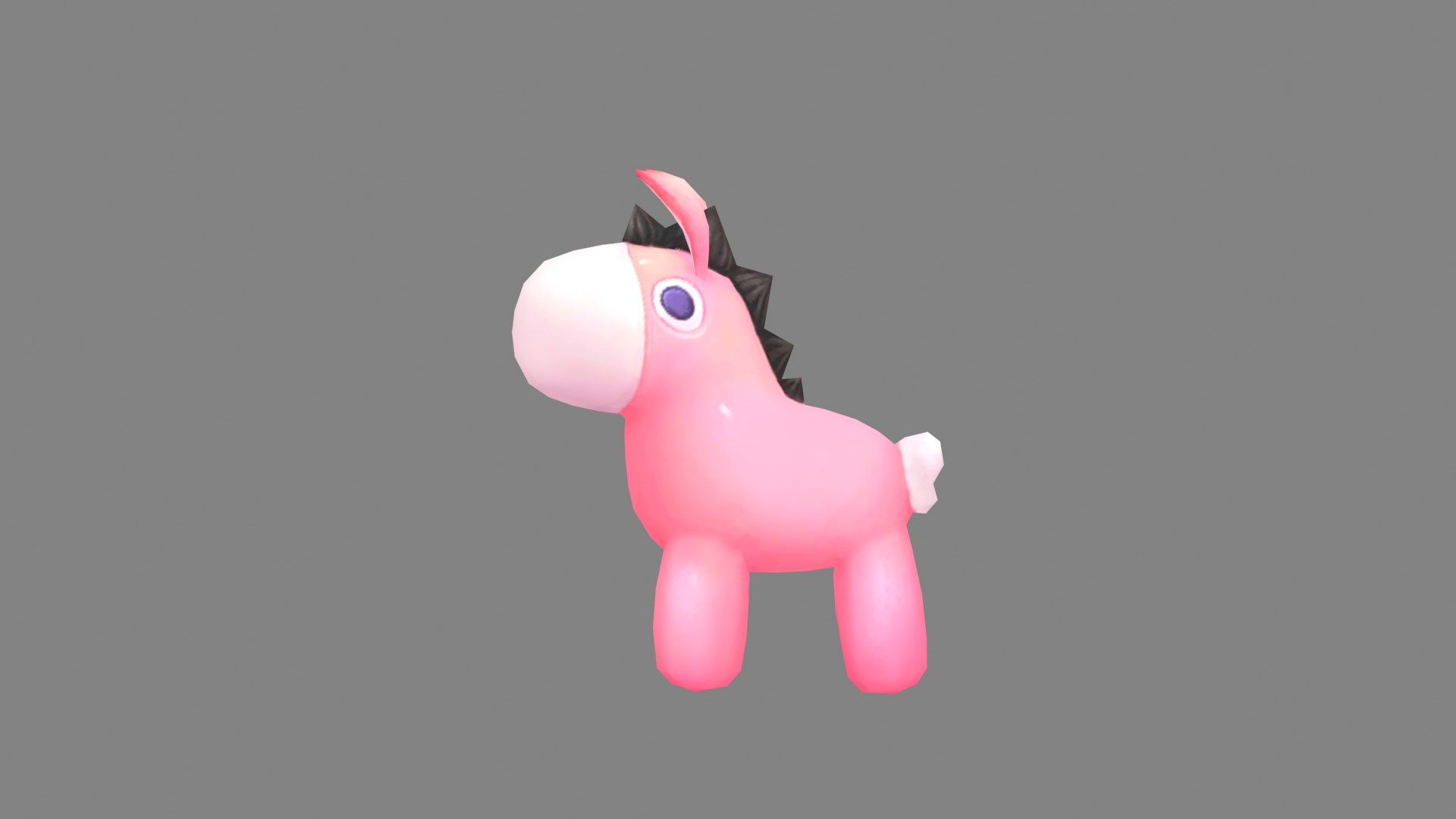 3D cartoon pink pony balloon - pink donkey Low-poly 3D model ...