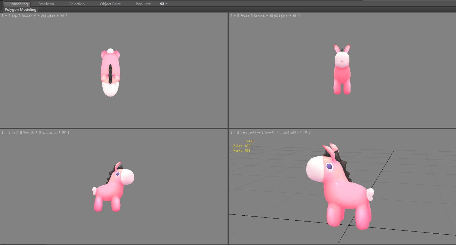 3D cartoon pink pony balloon - pink donkey Low-poly 3D model ...