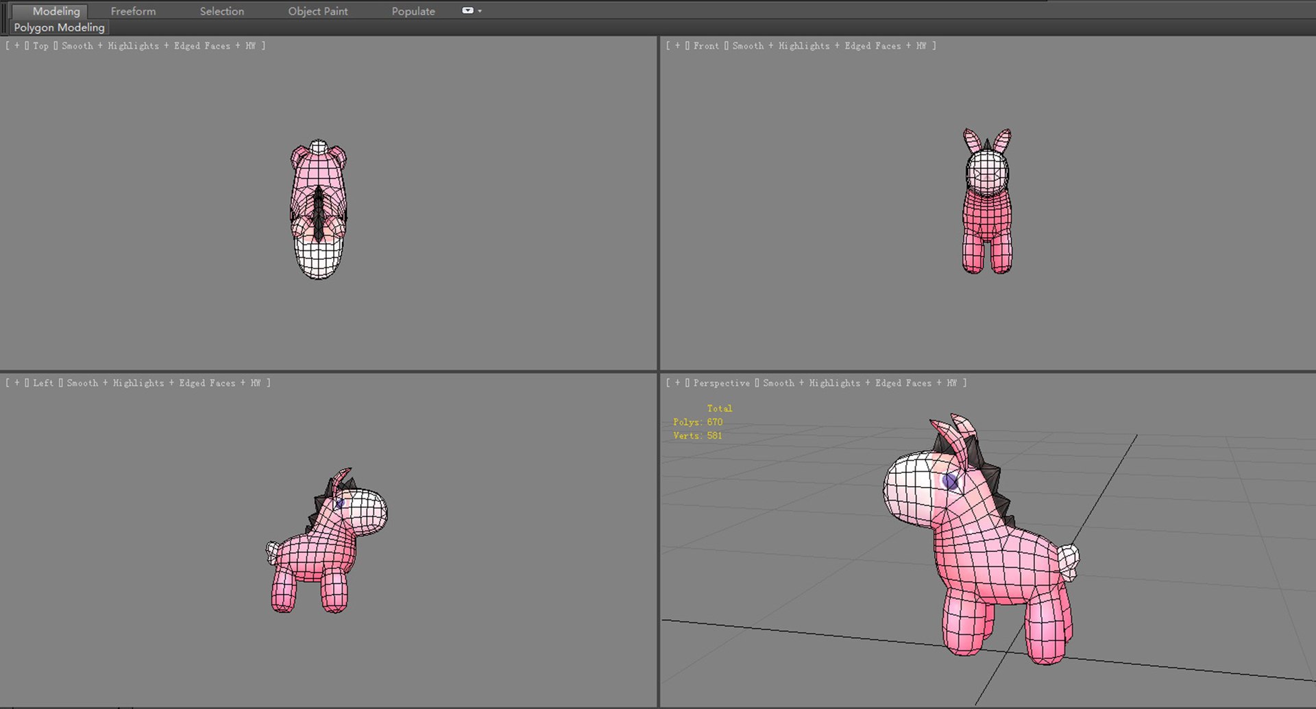 3D cartoon pink pony balloon - pink donkey Low-poly 3D model ...