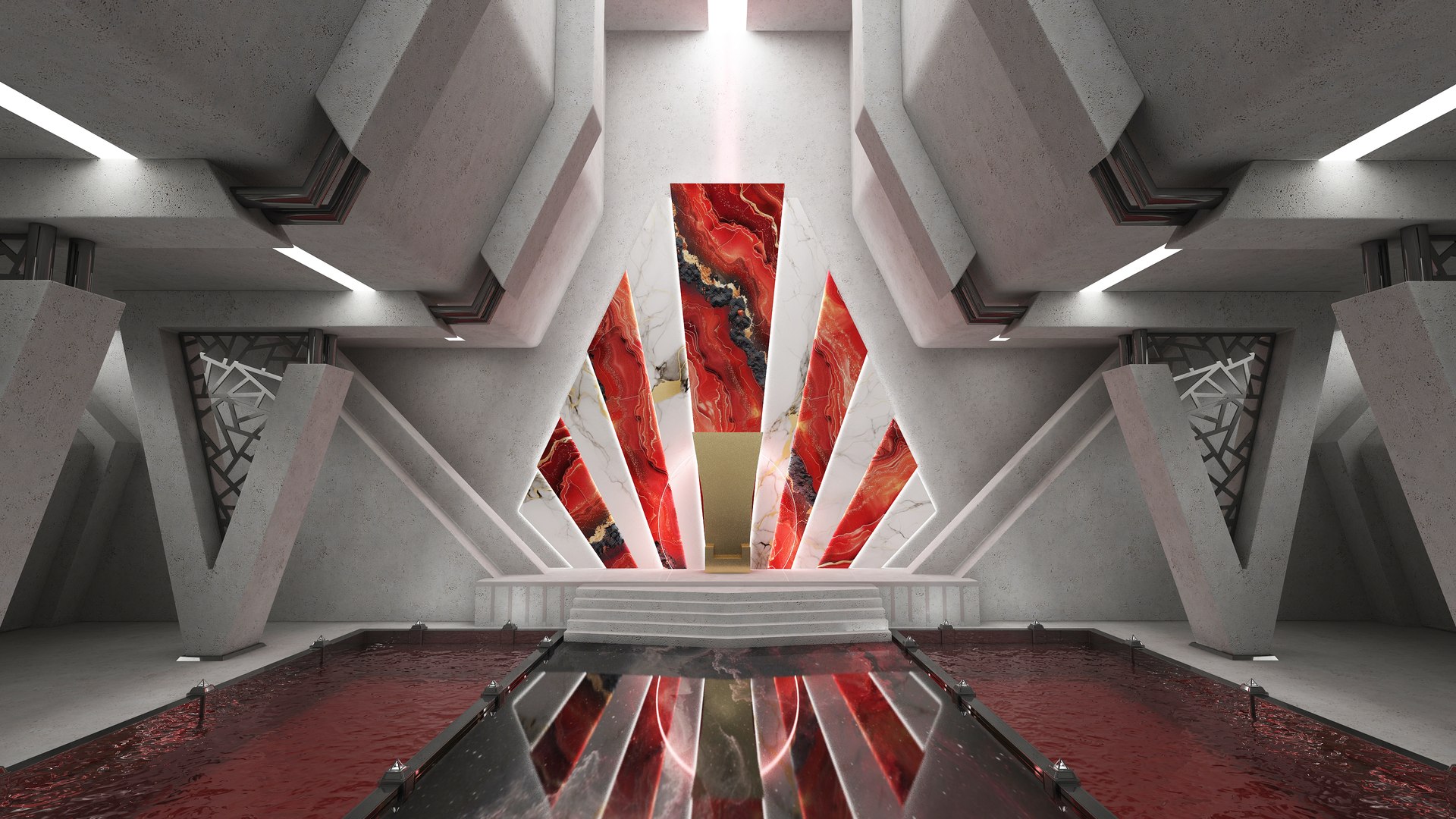 Sci-fi Interior Throne Room Red 3D Model - TurboSquid 2347950