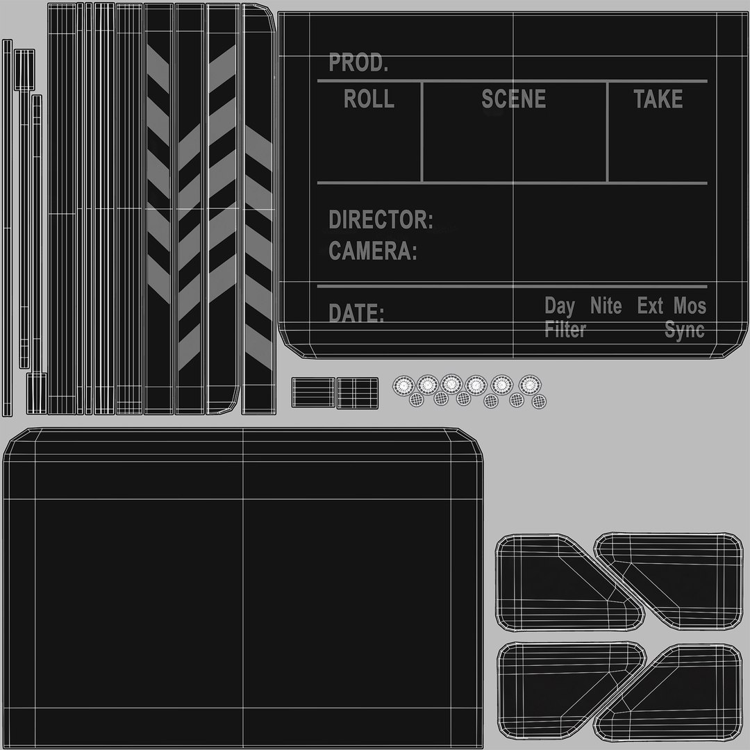 Black Movie Clapboard PBR 3D Model - TurboSquid 2265836