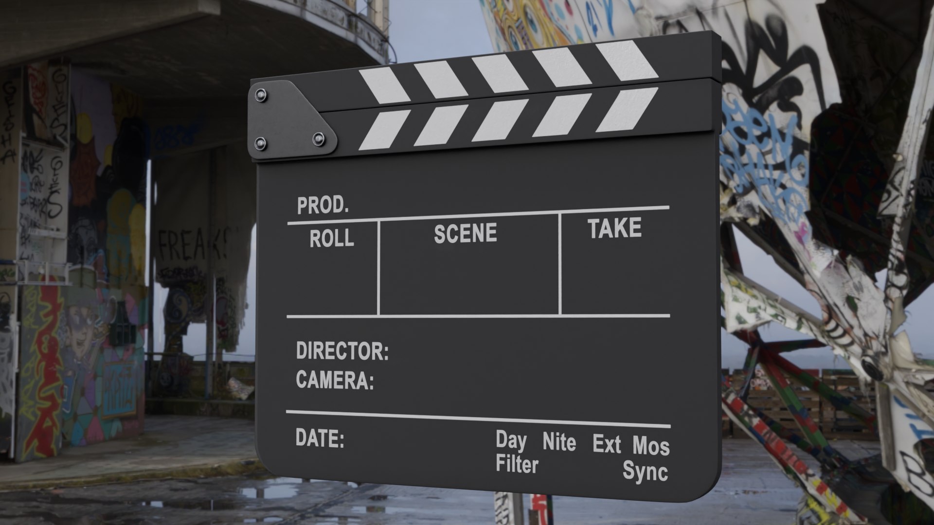 Black Movie Clapboard PBR 3D Model - TurboSquid 2265836