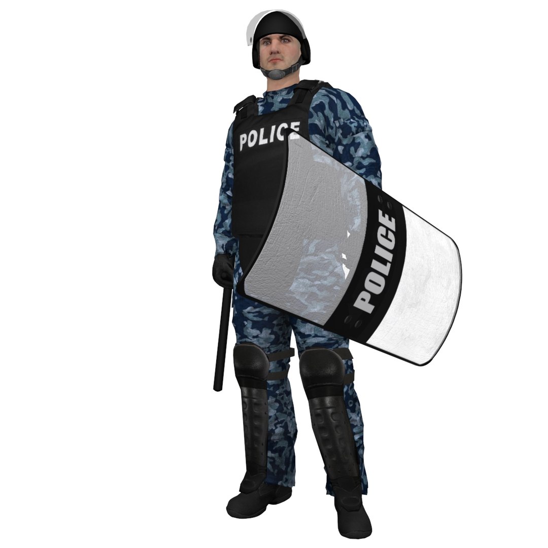 3d Rigged Riot Police Officer Model