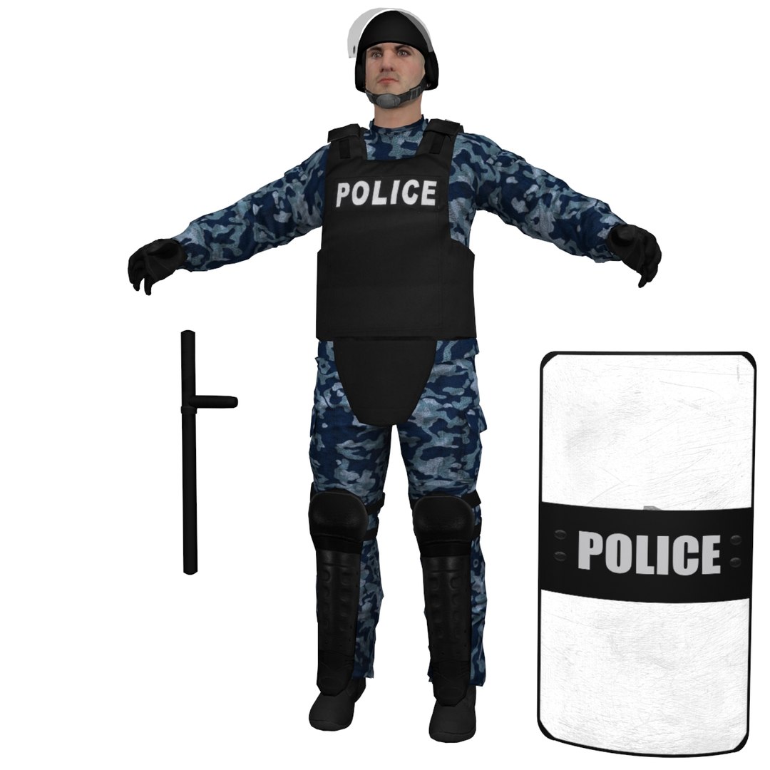 3d Rigged Riot Police Officer Model