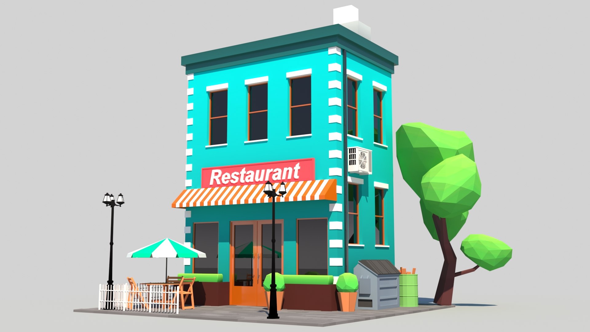 3D Stylized Restaurant 01 Building - TurboSquid 2105990