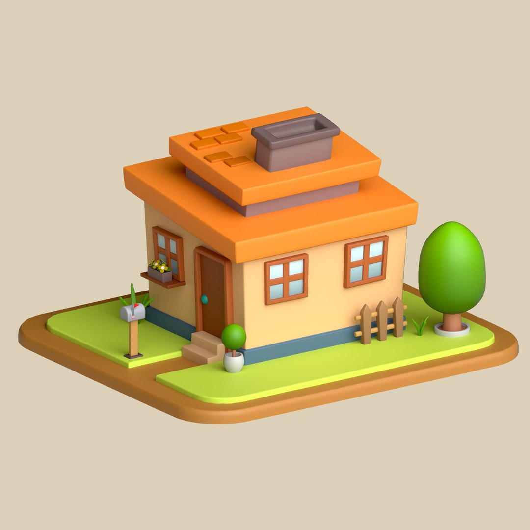 Low Poly Cartoon House 3D Model - TurboSquid 2362952