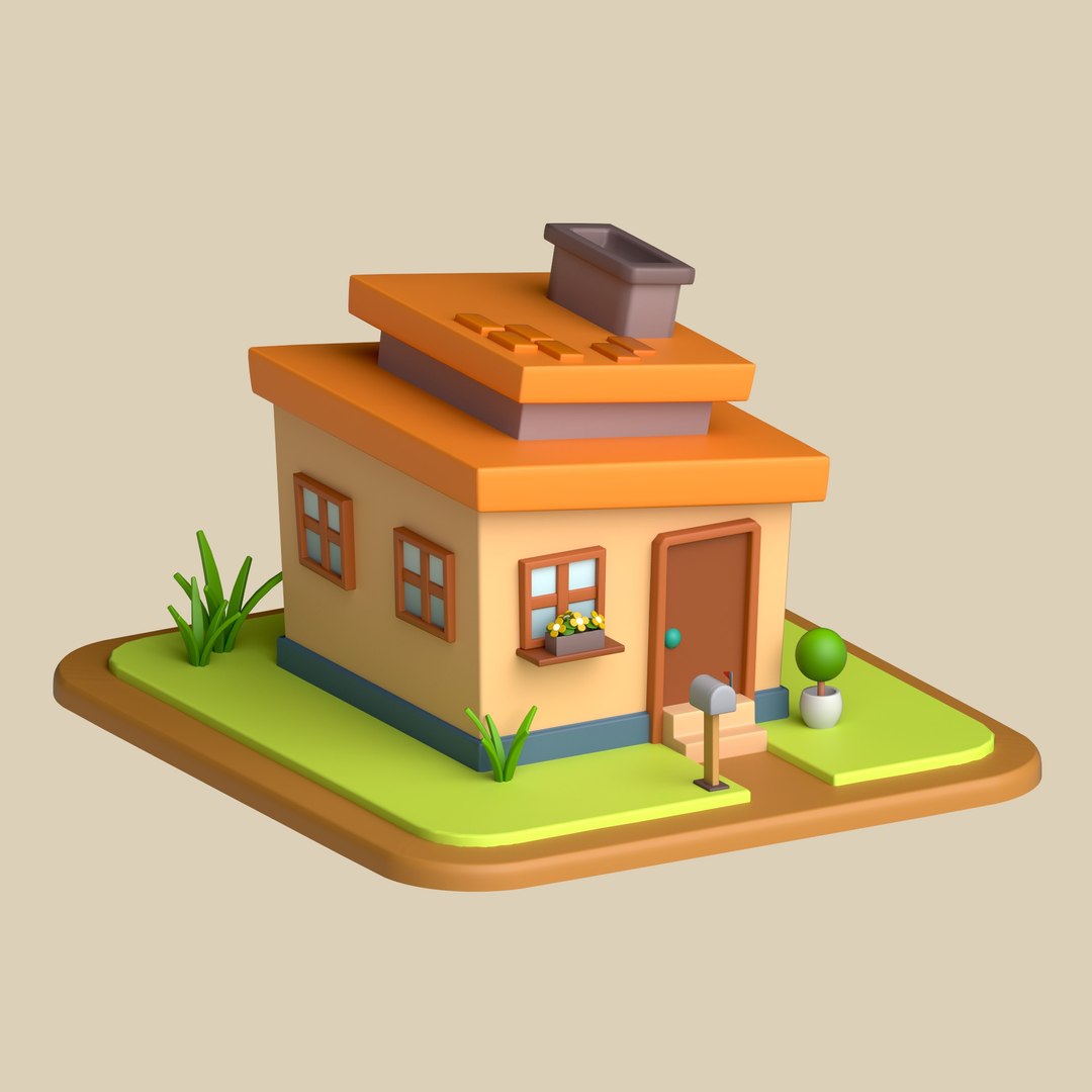Low Poly Cartoon House 3D Model - TurboSquid 2362952