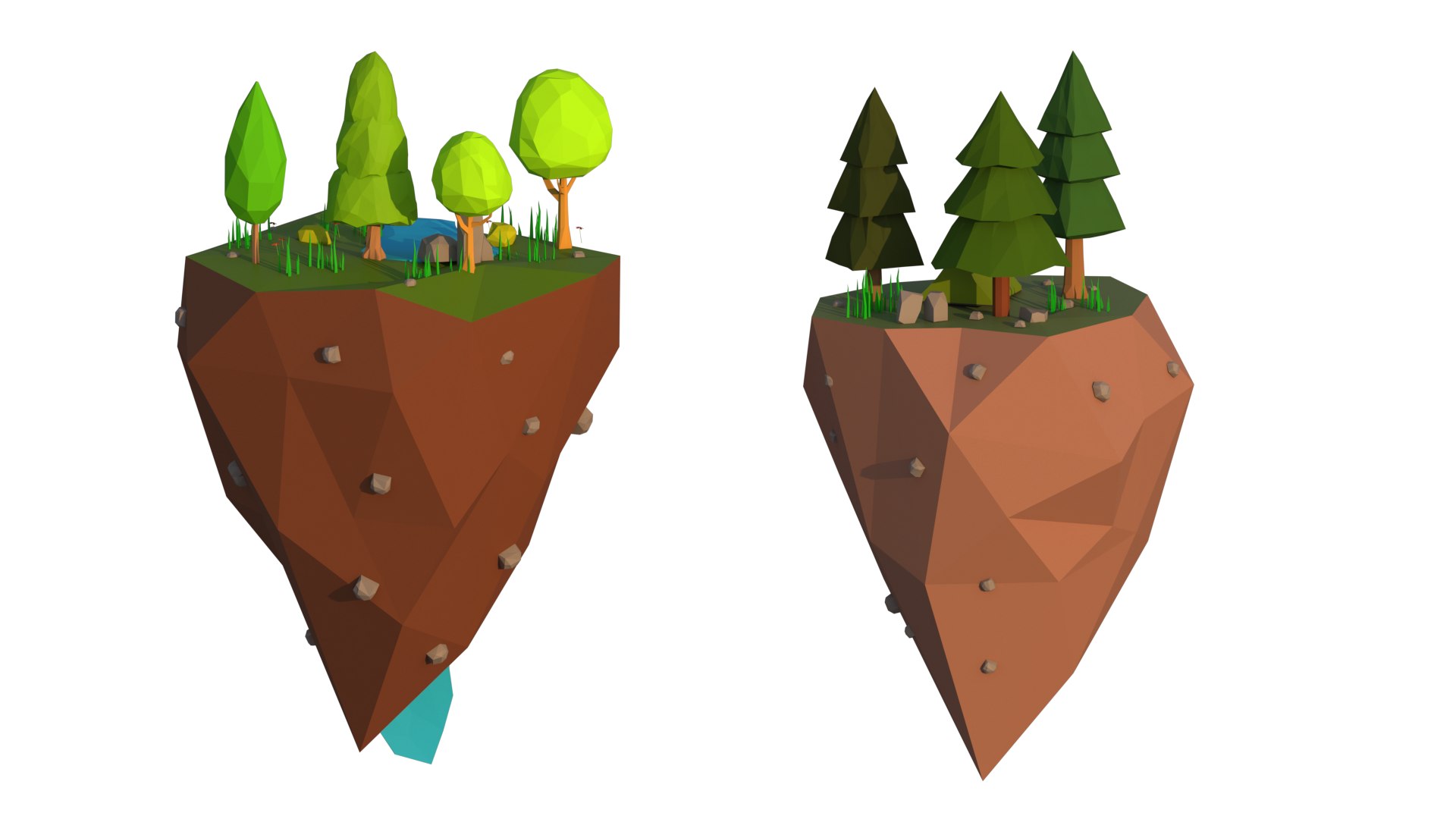 Cartoon Low Poly 4 Times Of The Year Scene 3D Model - TurboSquid 1803462