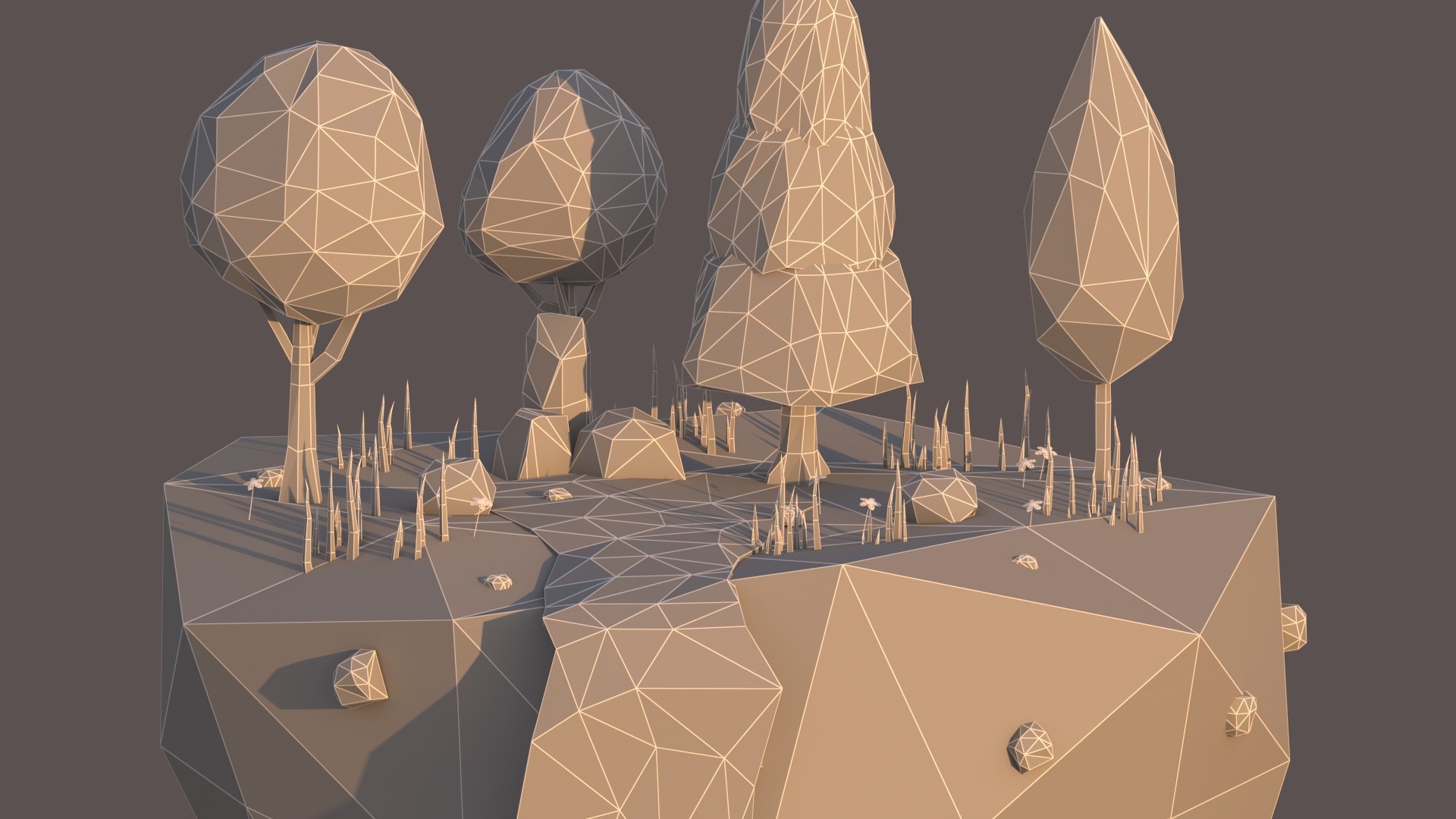 Cartoon Low Poly 4 Times Of The Year Scene 3D Model - TurboSquid 1803462