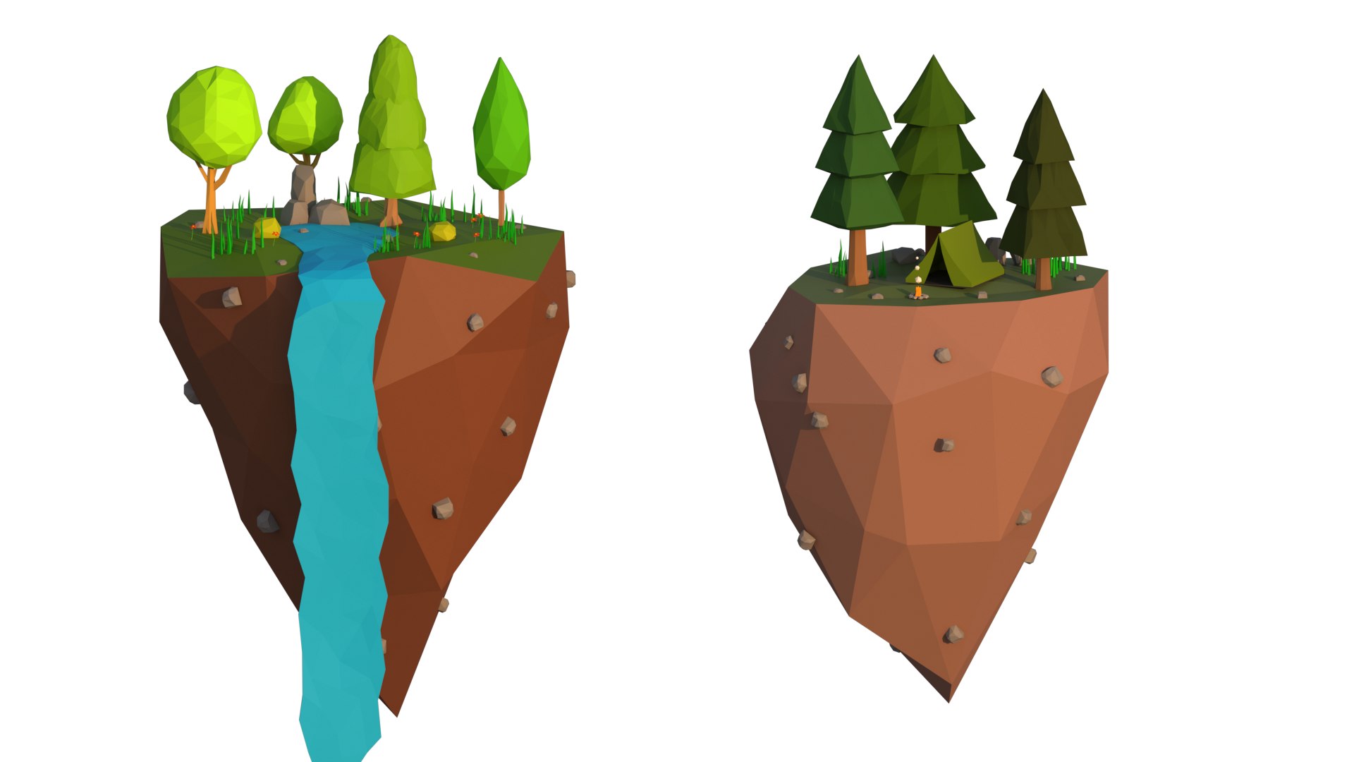 Cartoon Low Poly 4 Times Of The Year Scene 3D Model - TurboSquid 1803462