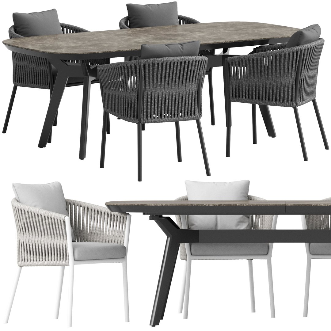 Coco Republic Catalina Dining Chair And Malibu Table 3D - TurboSquid ...