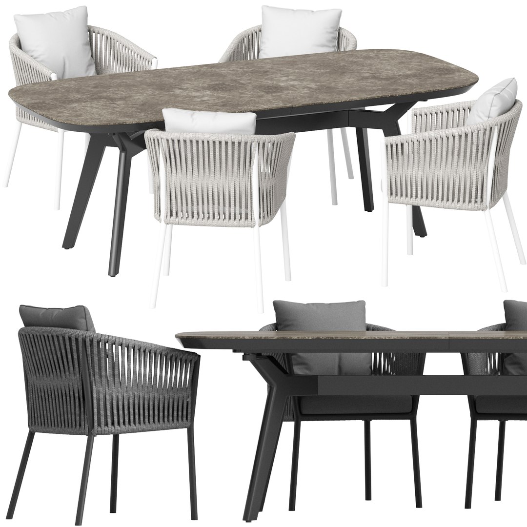 Coco Republic Catalina Dining Chair And Malibu Table 3D - TurboSquid ...