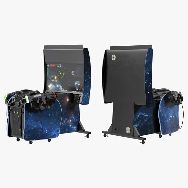modelo 3d Máquina de juego arcade cósmica en estado activo preparada ...