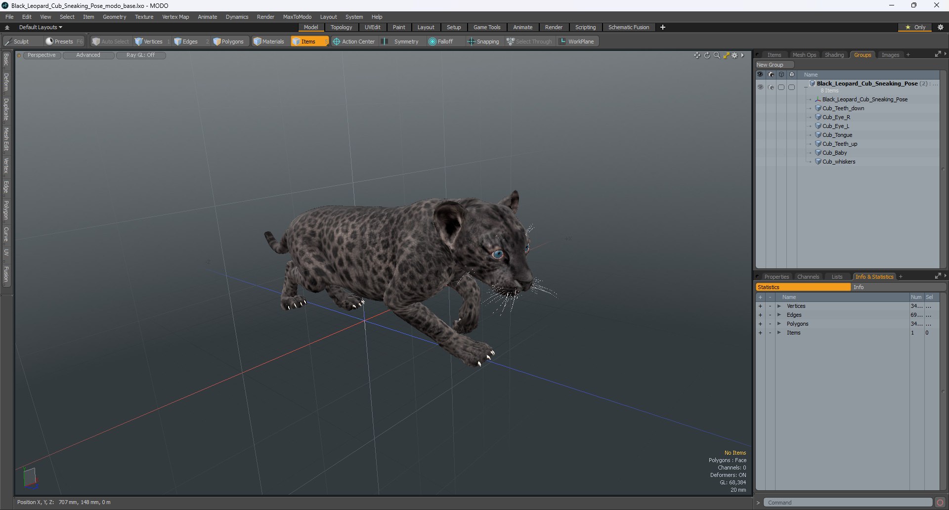 Black Leopard Cub Sneaking Pose 3D Model - TurboSquid 2347085